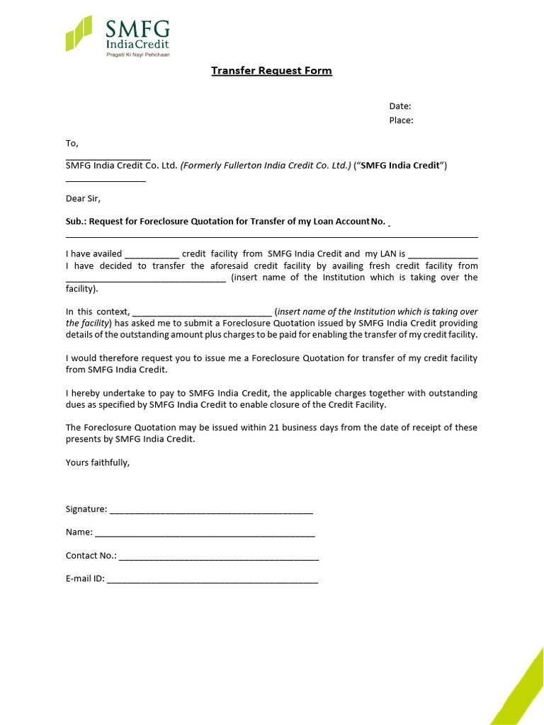 Transfer Request Form | PDF