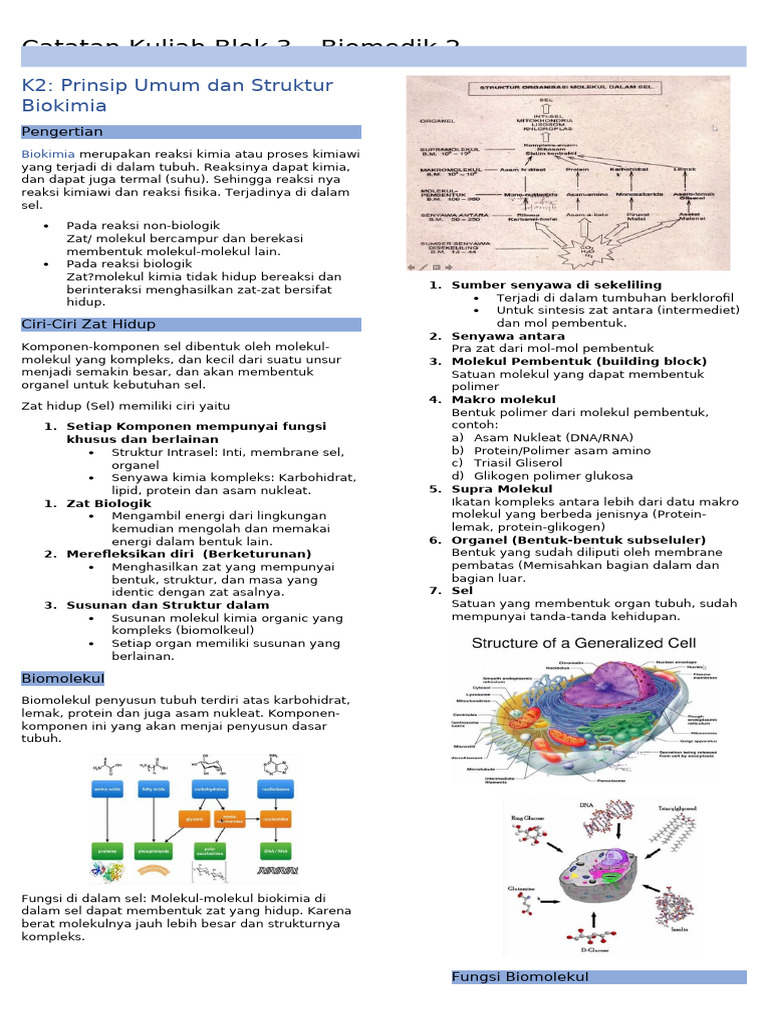 Kuliah 2 - Prinsip Umum Dan Struktur Biokimia | PDF