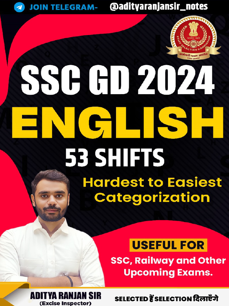 SSC GD 2024 English Hard To Easy by Aditya Ranjan Sir | PDF