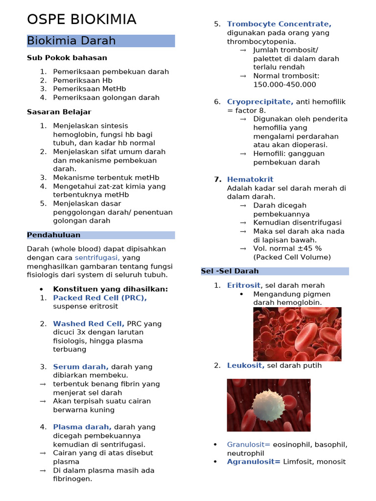 Ospe Biokimia Darah | PDF