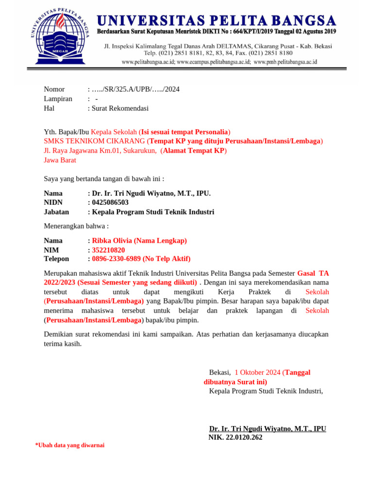 Template Surat Pengantar KKP | PDF