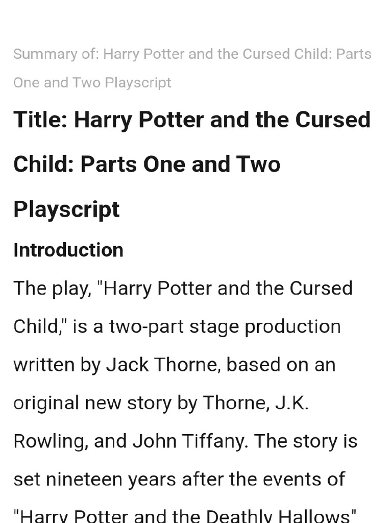 Harry Potter and The Cursed Child - Parts One and Two Playscript-2 | PDF