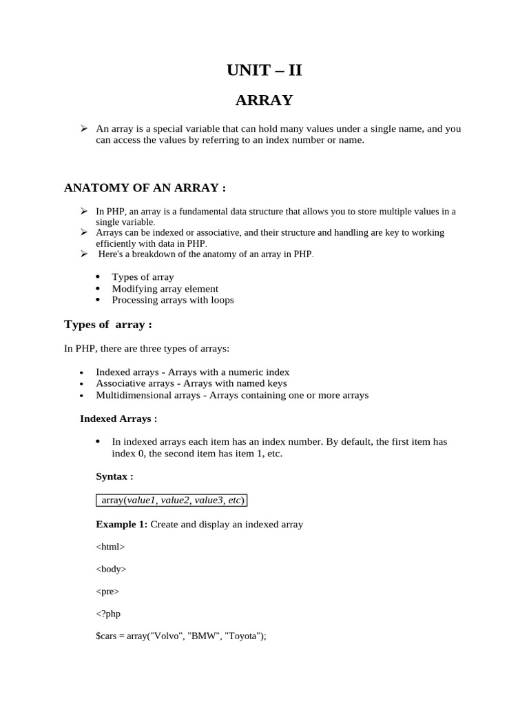 Unit - Ii (Array) ........ | PDF