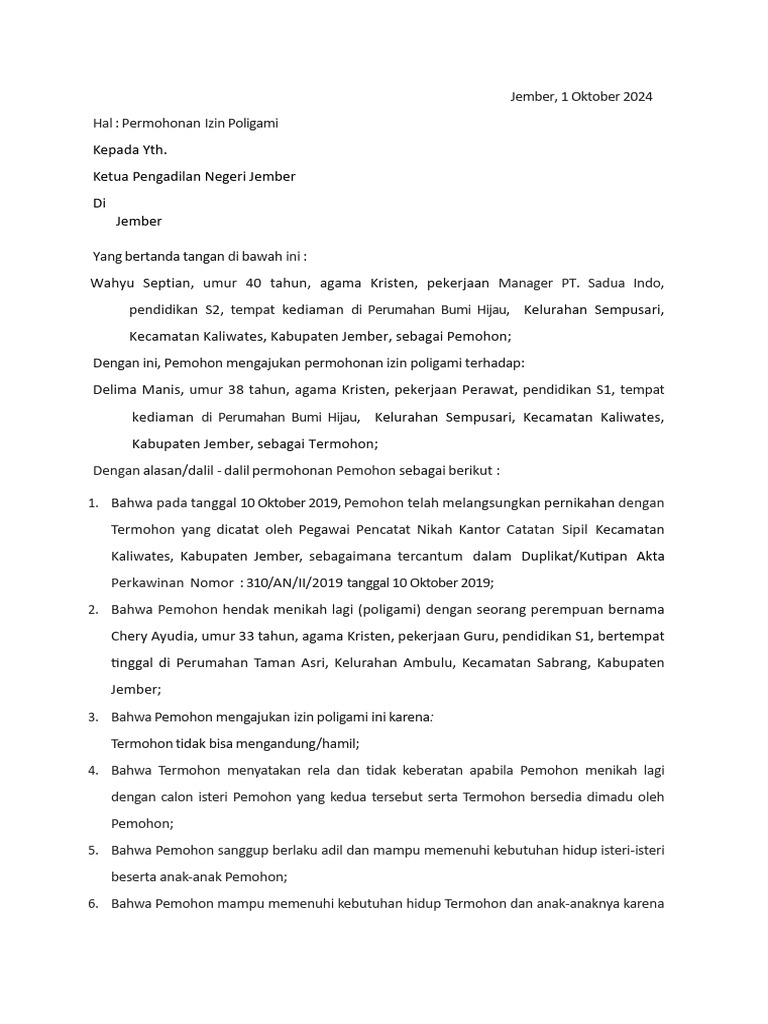 Surat Izin Poligami Fix | PDF