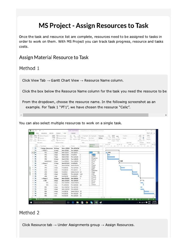 MS Project - Assign Resources to Task | PDF