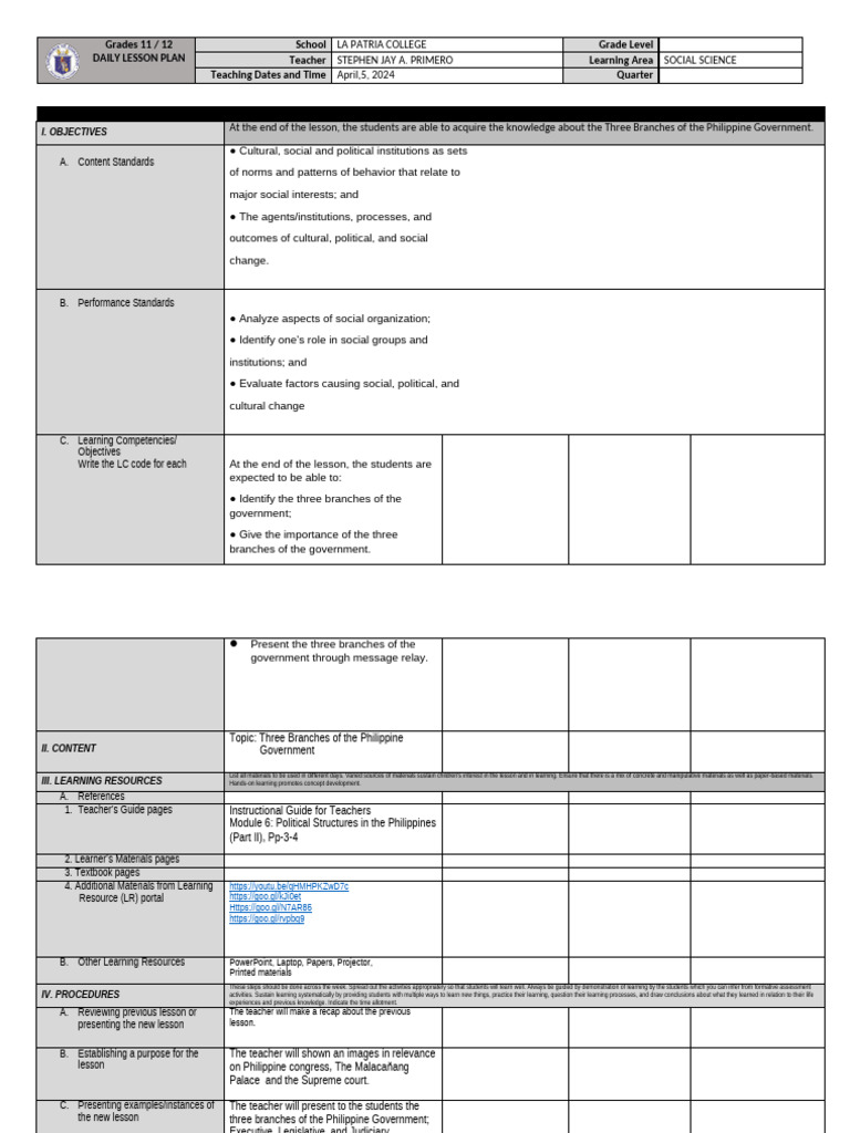 DLP Template 2017 | PDF