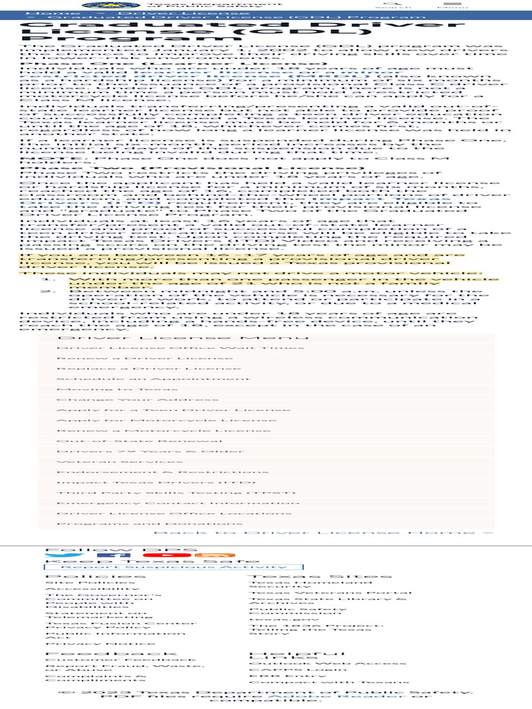 Graduated Driver License (GDL) Program Department of Public Safety ...