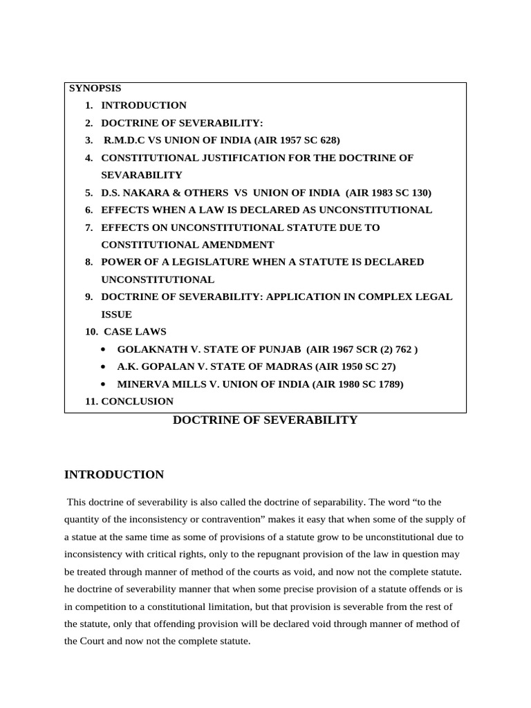 Doctrine of Severability | PDF