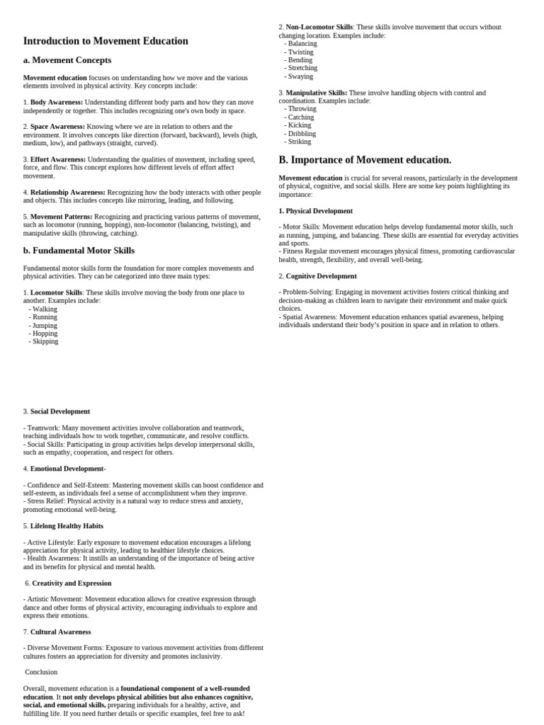 Introduction To Movement Education | PDF
