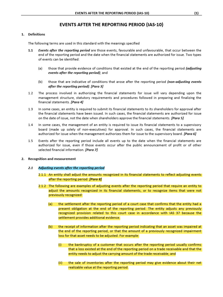 IAS-10 - Complete Chapter | PDF