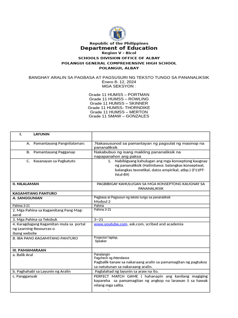 DLP RAISE PLUS para Sa COT 3 VILLAMOR | PDF