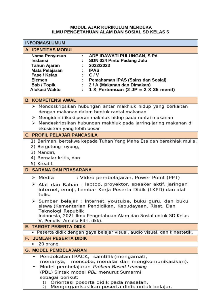 RPP Pak Abdul PPG | PDF