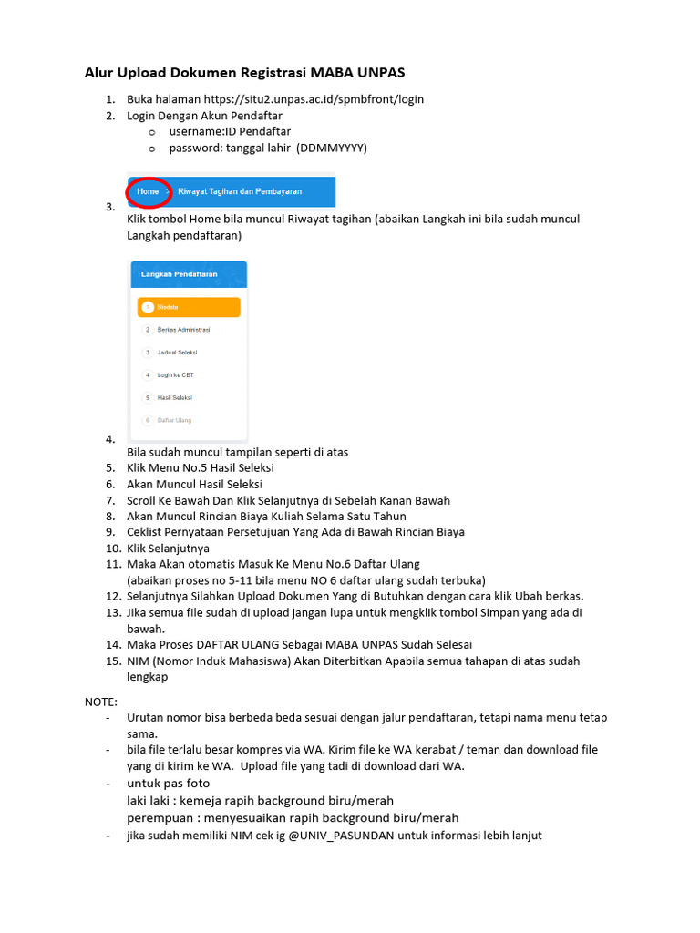 Panduan Registrasi MABA UNPAS | PDF