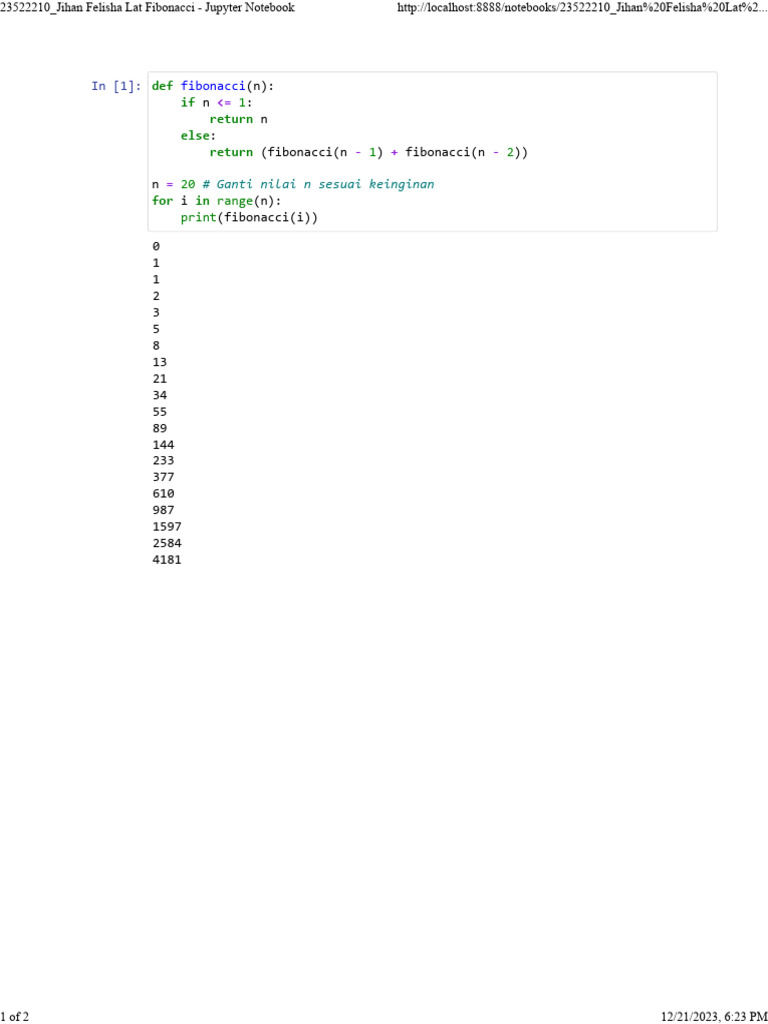 Jihan Felisha Lat Fibonacci - Jupyter Notebook | PDF