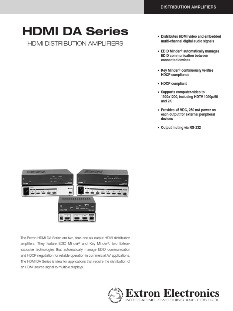 Extron-HDMI-DA6-Spec-Sheet | PDF
