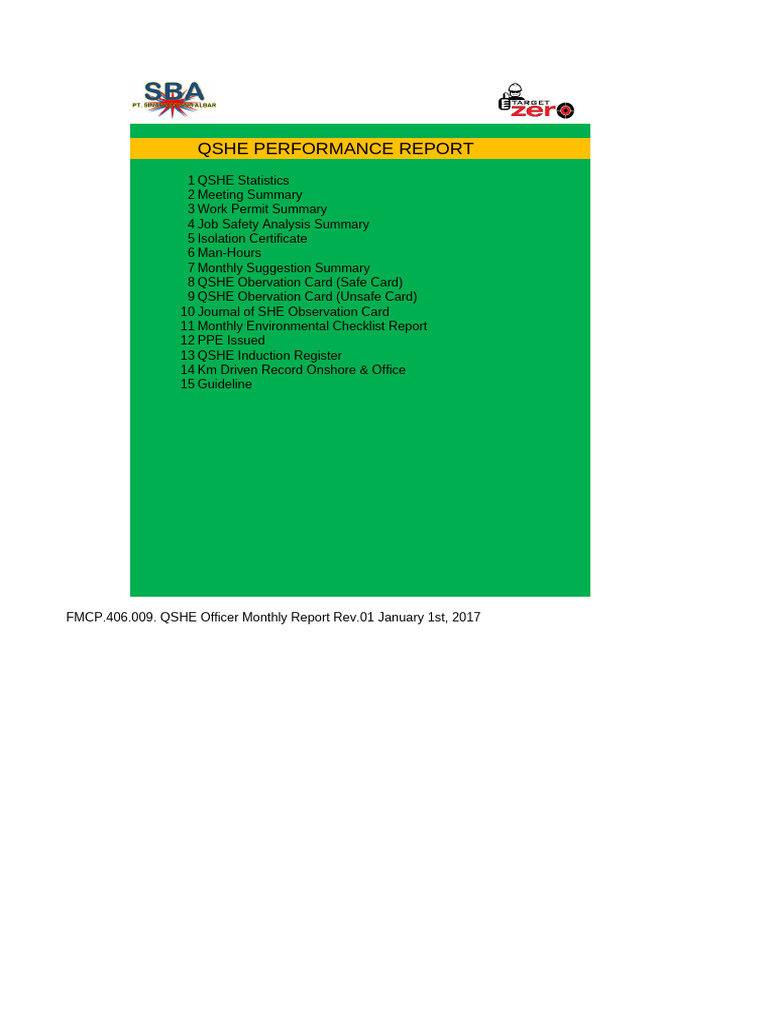 SHE Officer Monthly Report Jan 2024 | PDF