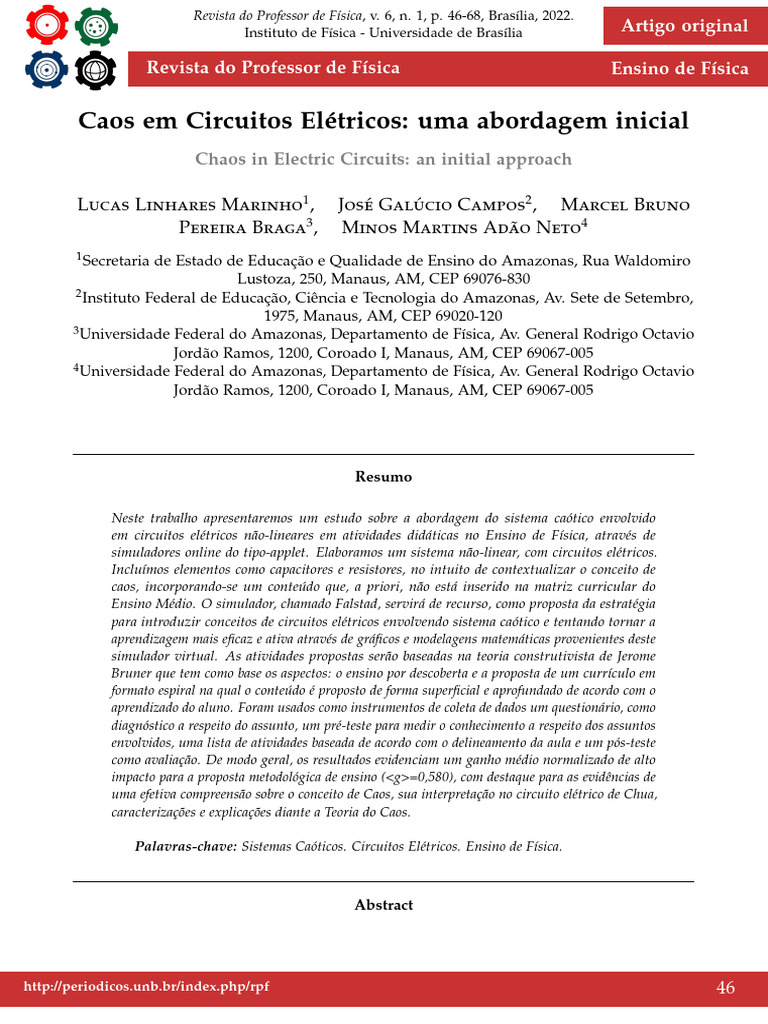 03 Caos em Circuitos El Tricos Uma Abordagem Inicial 46 68 Ok | PDF