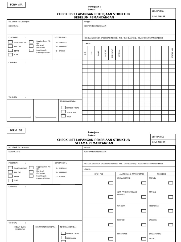 Format Monitoring Pemancangan | PDF