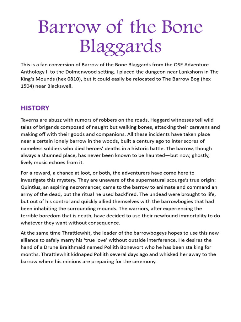 Barrow of The Bone Blaggards Adapted | PDF