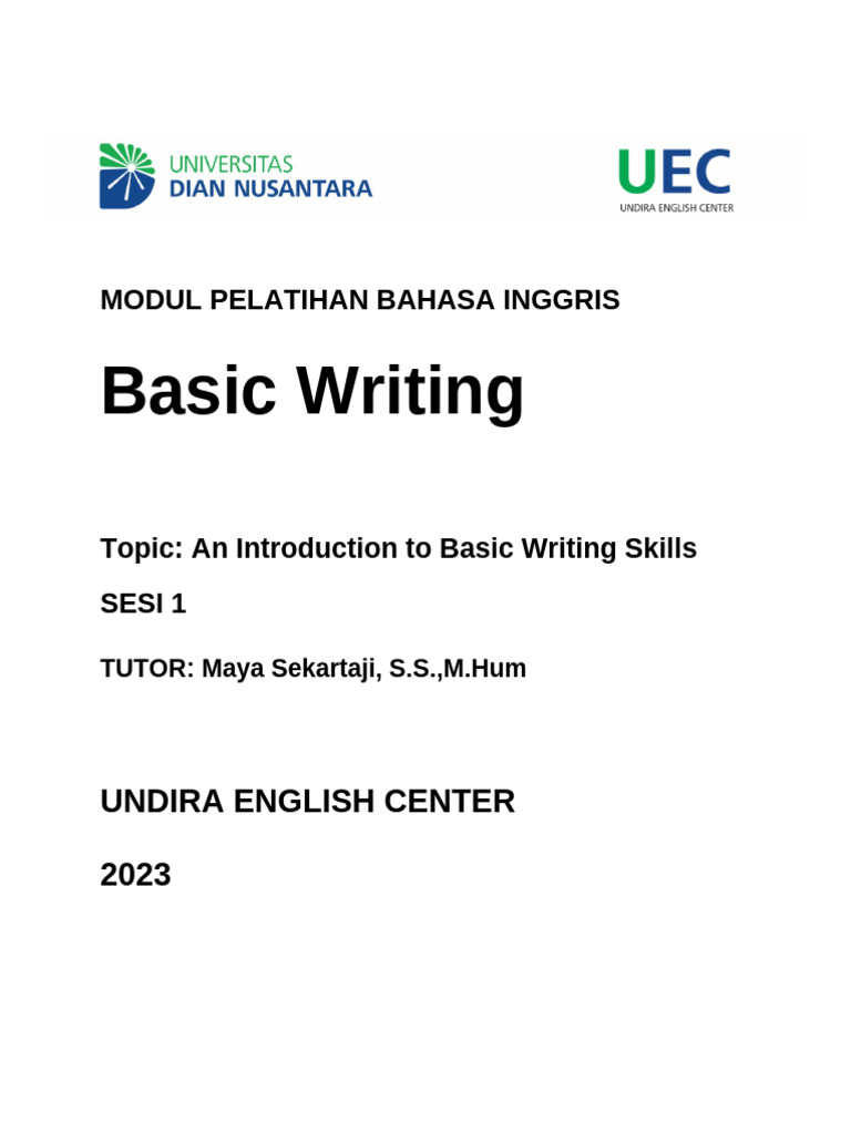 Modul Sesi 1, Basic Writing | PDF | English Language | Language Arts & Discipline