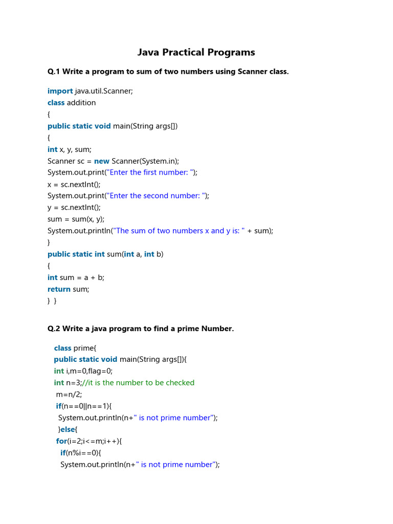 B.Tech Practical File Java | PDF