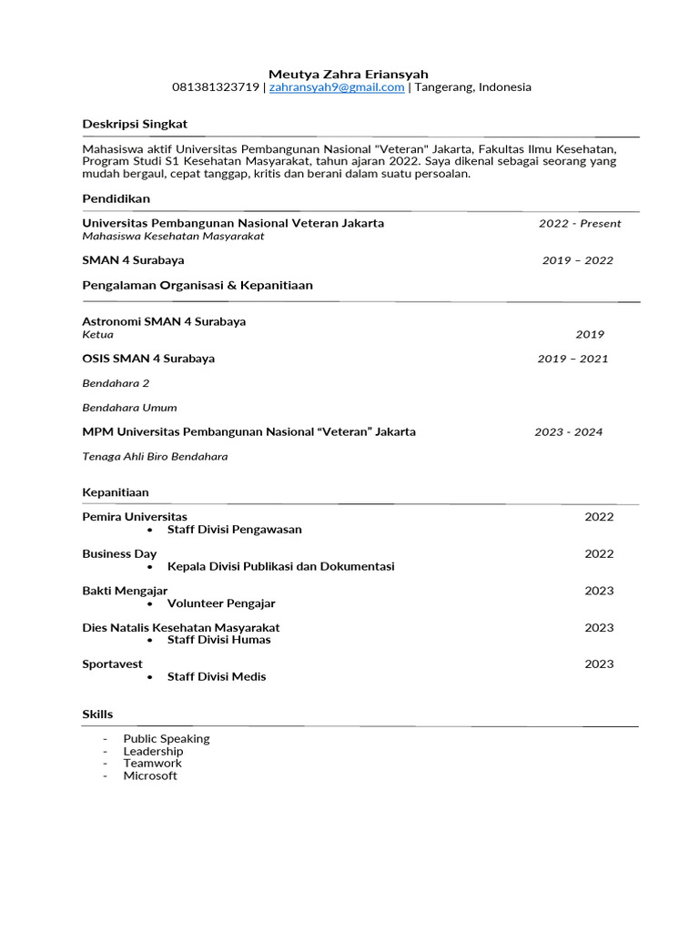 Meutya Zahra - CV ATS | PDF