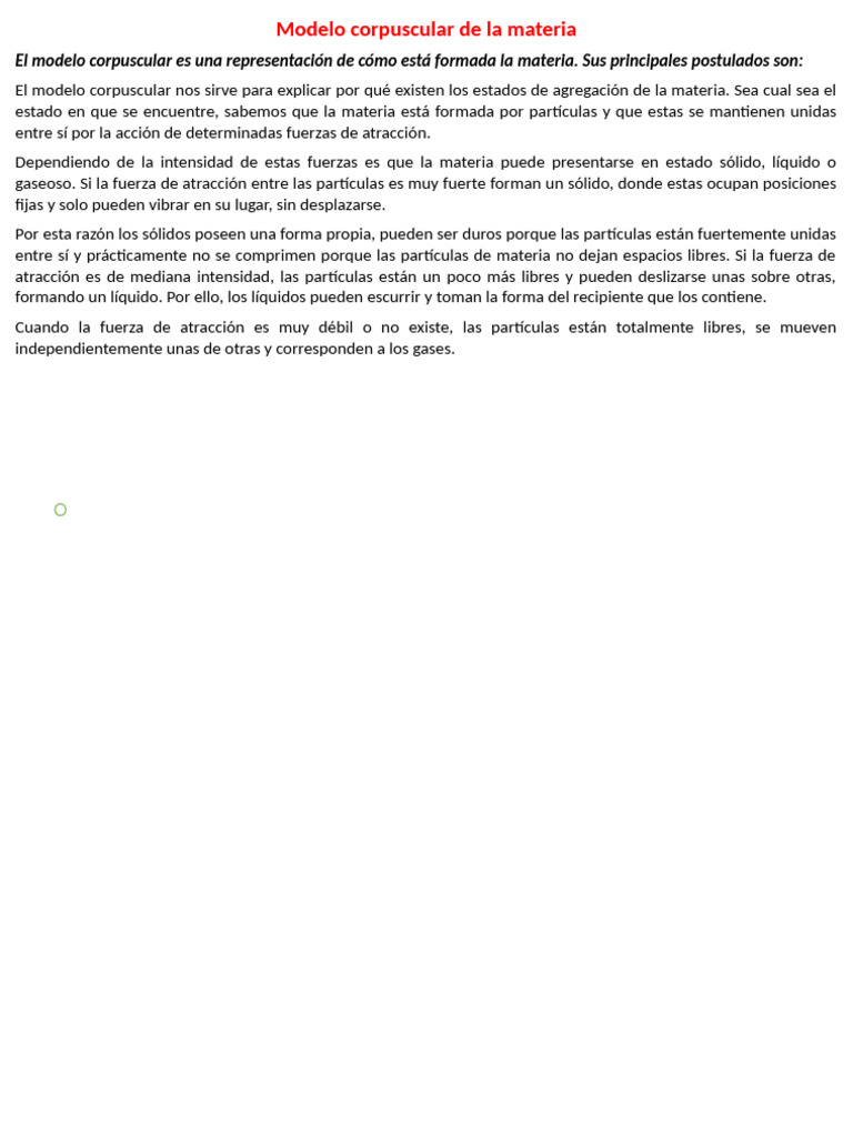 Modelo Corpuscular de La Materia | PDF