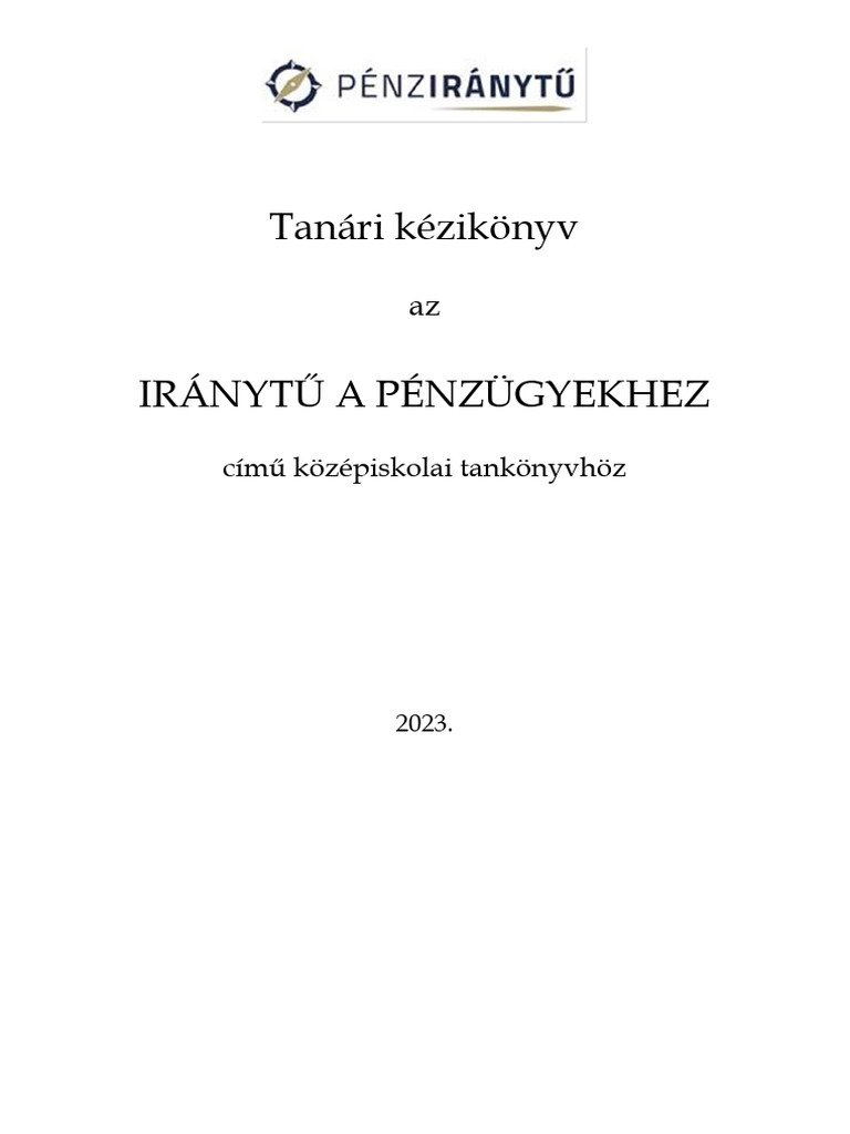 Iranytu a Penzugyekhez Tanari Kezikonyv 2023 | PDF