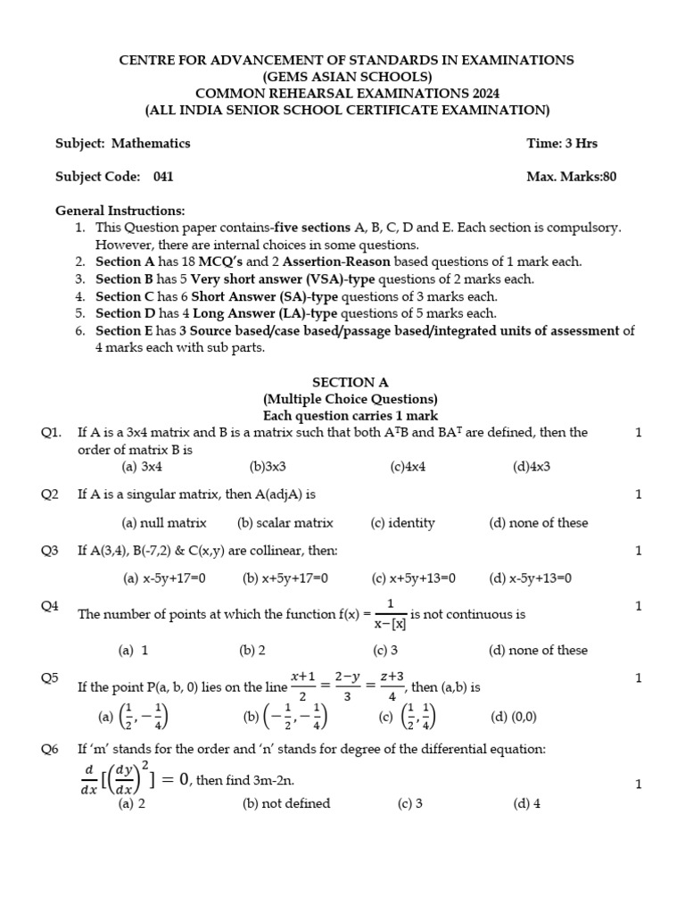 CASE EXAM 2024 QUESTION PAPER SET A | PDF