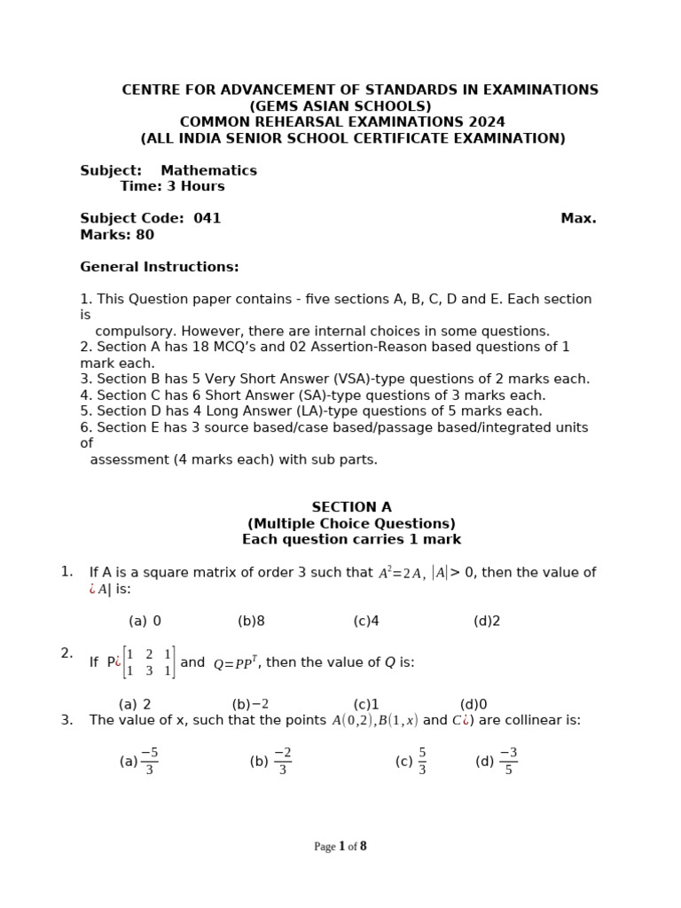 Case Exam 2024 Question Paper Set b | PDF