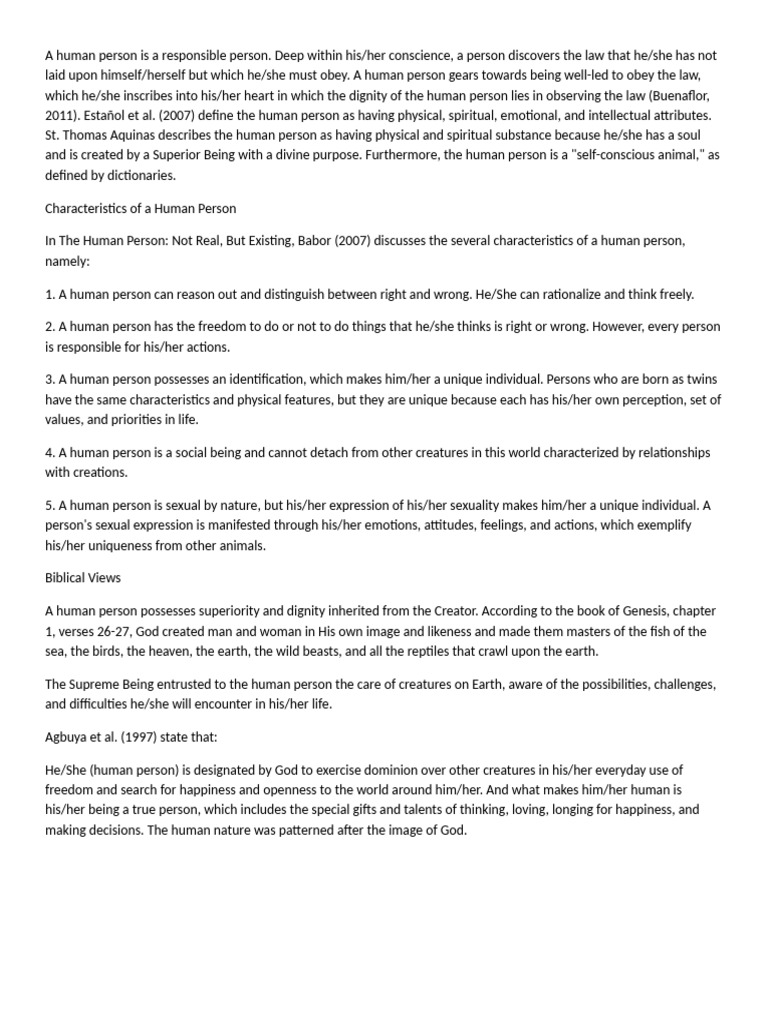 A Human Person Is A Responsible Person | PDF