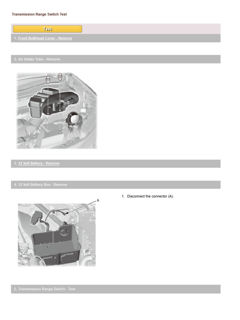 Transmission Range Switch Test (6-Speed) 3190 | PDF