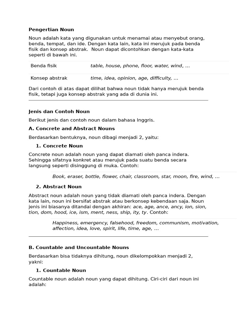Pengertian dan Jenis Noun | PDF