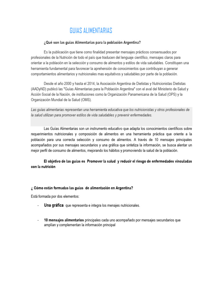 Guias Alimentarias | PDF