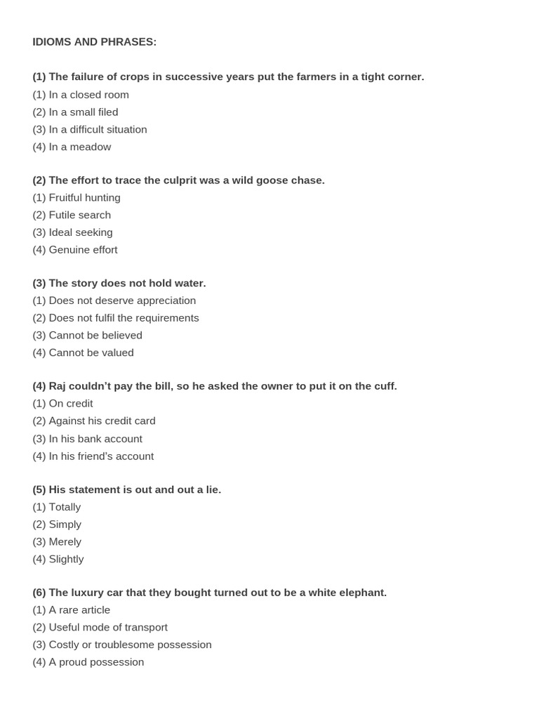 Idioms and Phrases | PDF