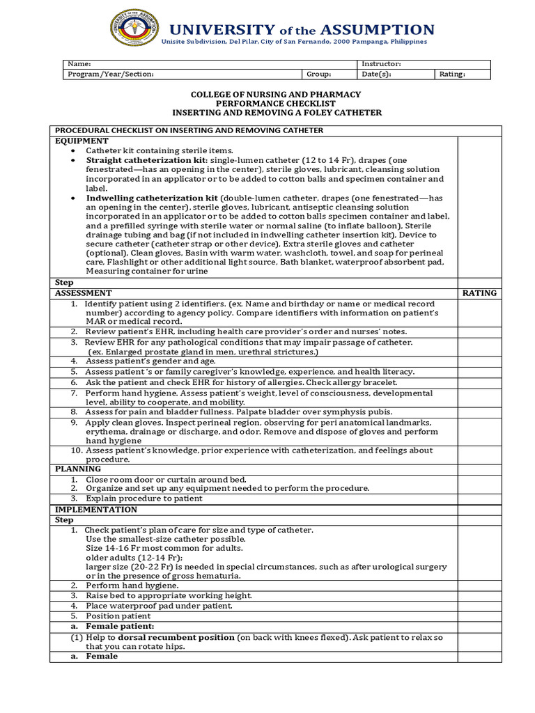 Female Inserting and Removing Foley Catheter | PDF