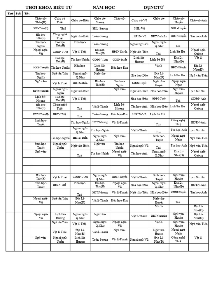 TKB T 11-16.3.2024 - HS - Sáng | PDF