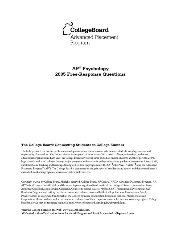 Ap05 FRQ Psychology 45694 | PDF