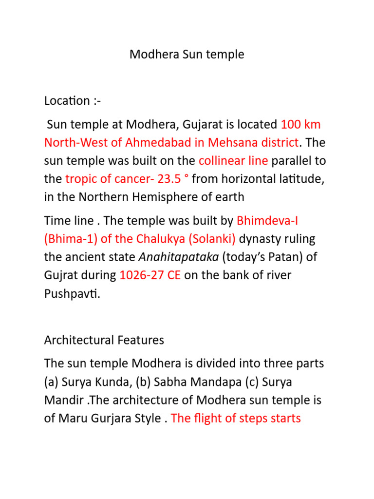 Modhera Sun Temple | PDF