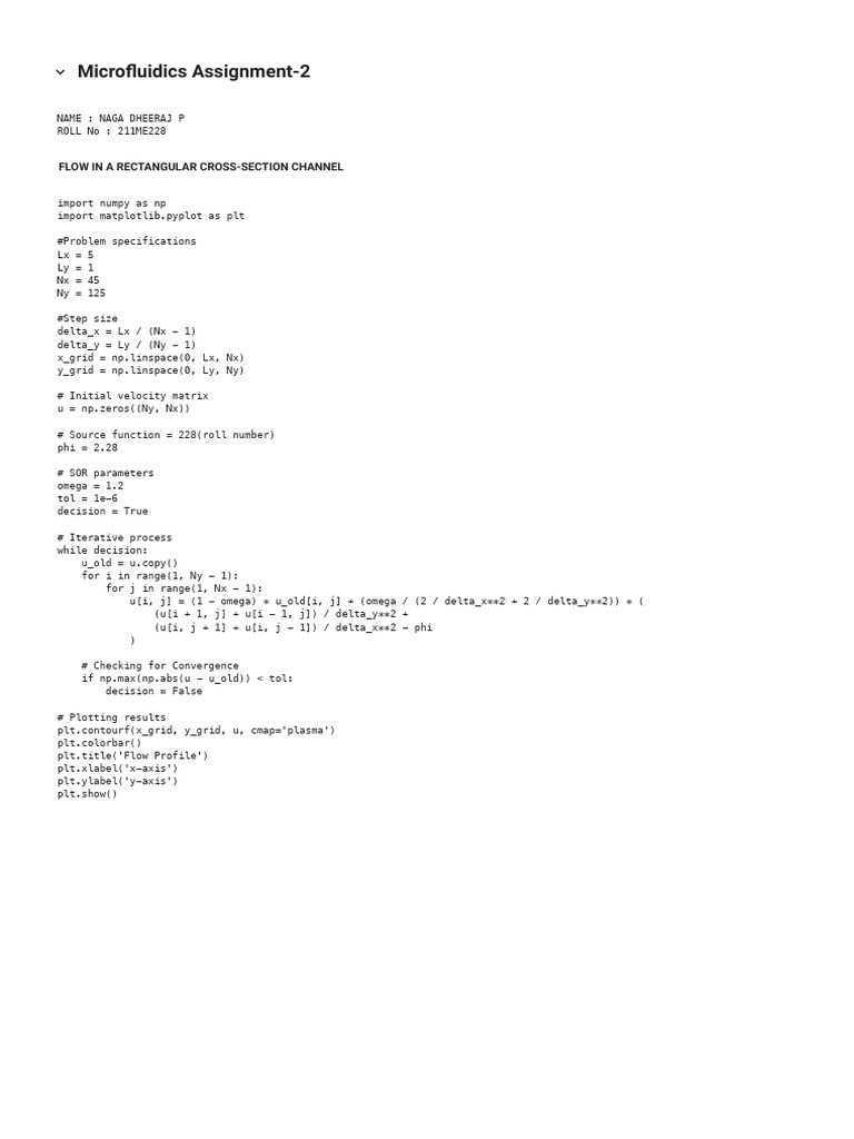Microfluidics Assignment 2.ipynb - Colab | PDF