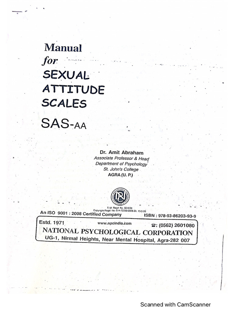 Sexual Attribution Scales Manual | PDF