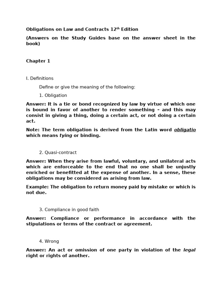 ObliCon Answers To Guide Questions | PDF