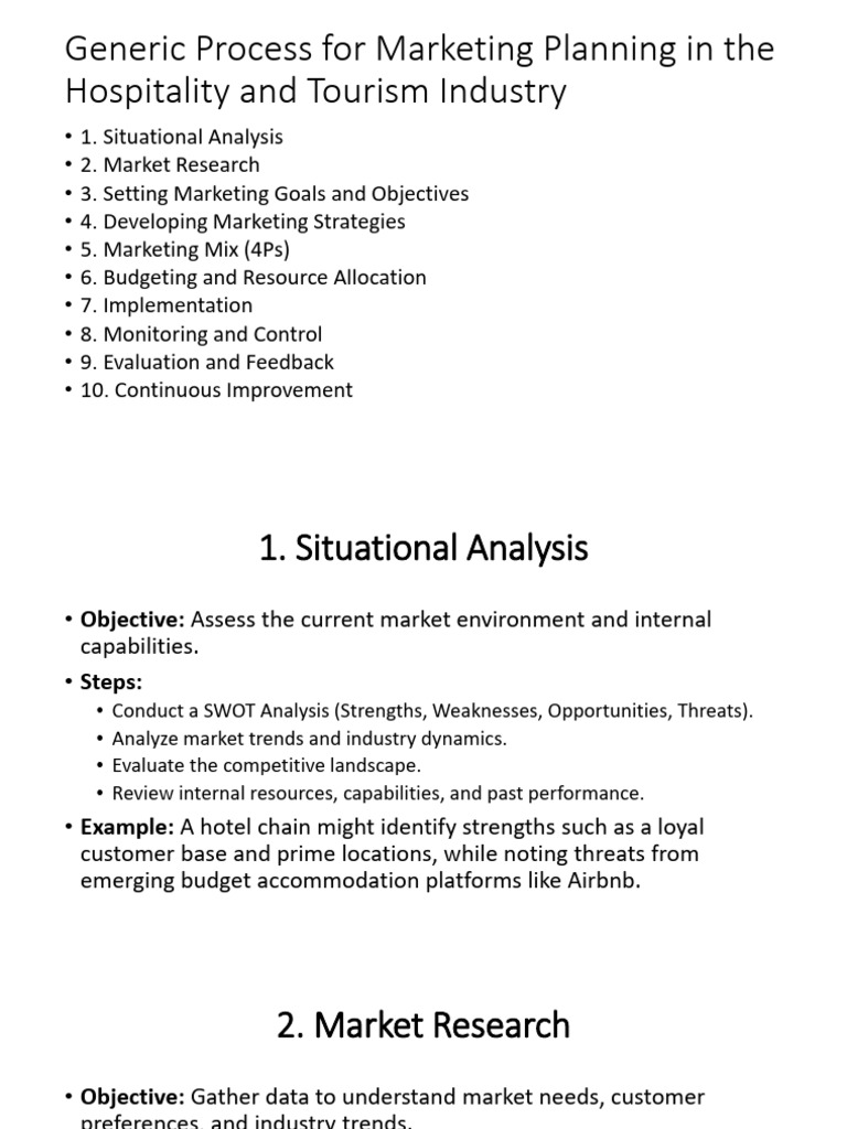 Generic Process for Marketing Planning in the Hospitality | PDF