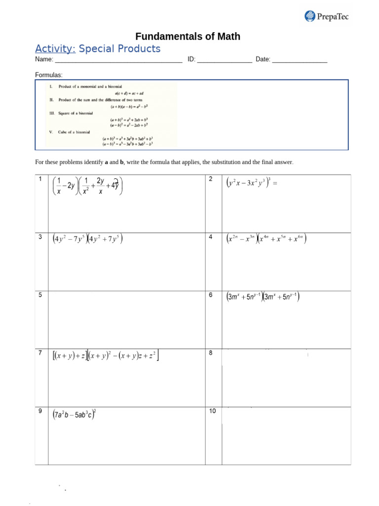 Activity - Special Products-1 | PDF