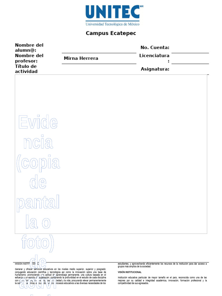Plantilla Portada Actividades UNITEC 25-1 | PDF