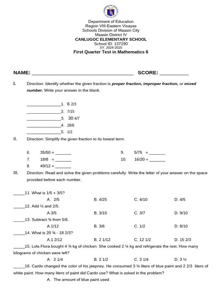 Mathematics Exam | PDF