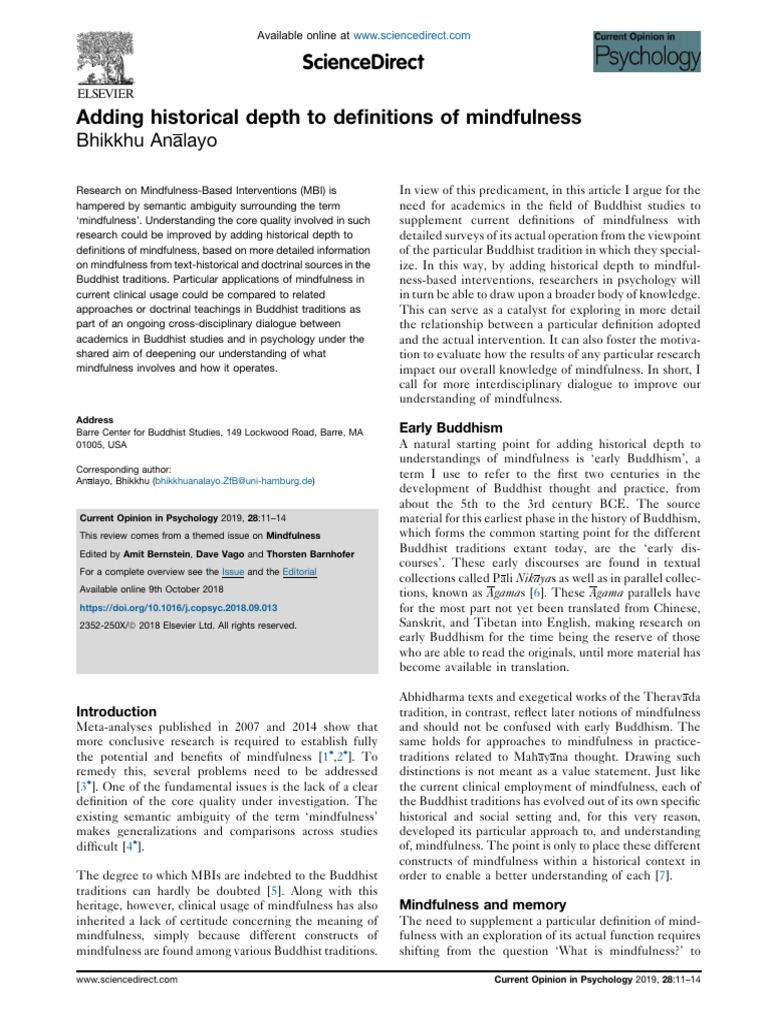 Adding Historical Depth To Definitions of Mind - 2019 - Current Opinion ...