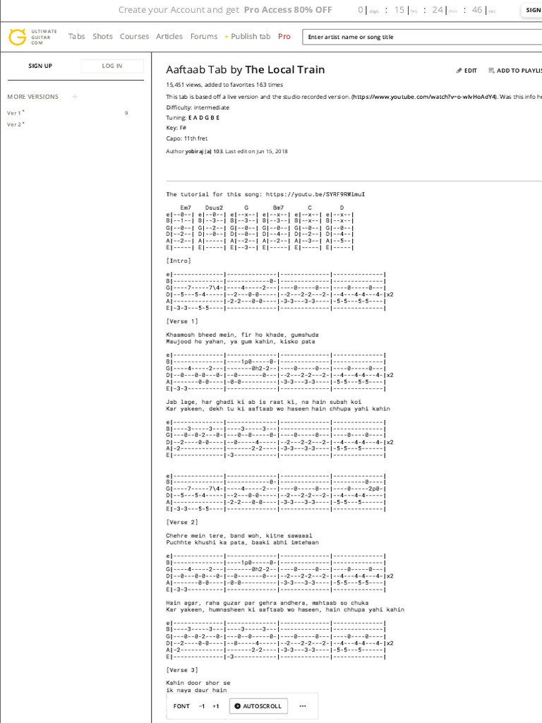 AAFTAAB TAB by The Local Train @ | PDF