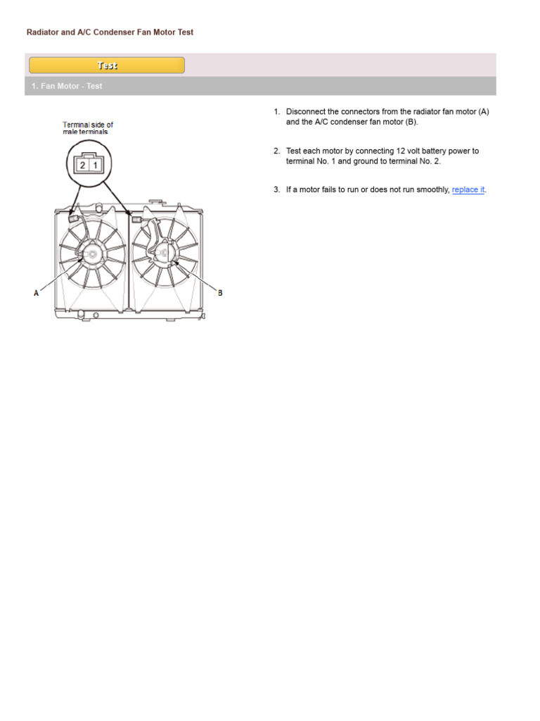 Radiator and A - C Condenser Fan Motor Test 2999 | PDF