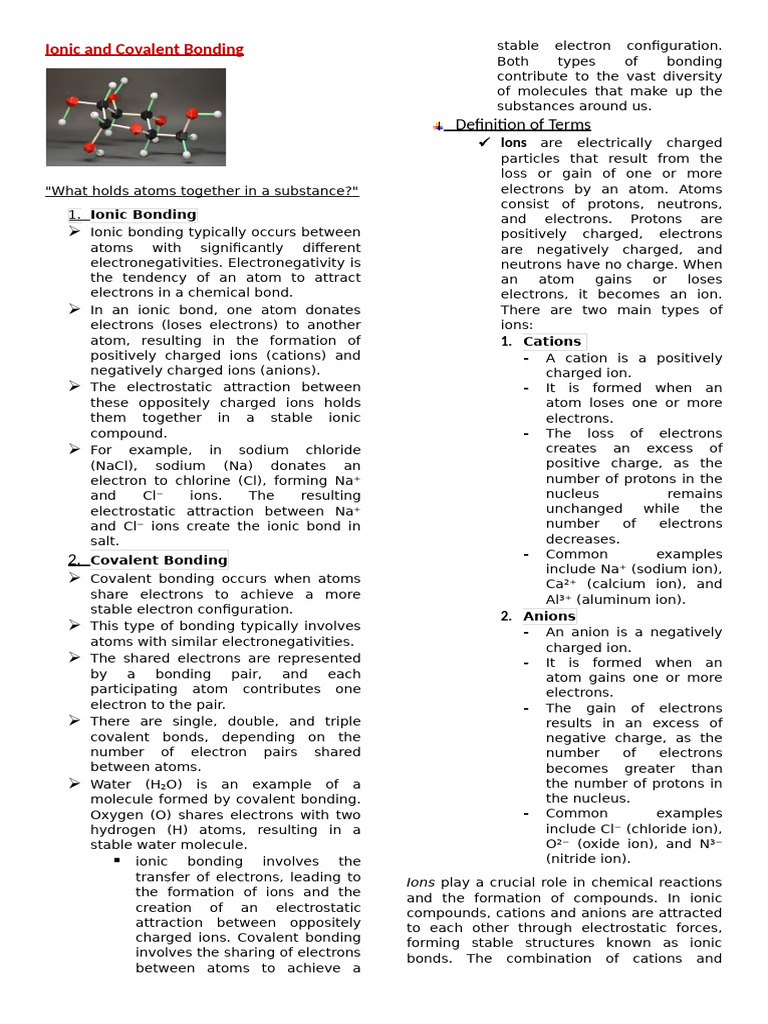 Ionic and Covalent Bonding | PDF